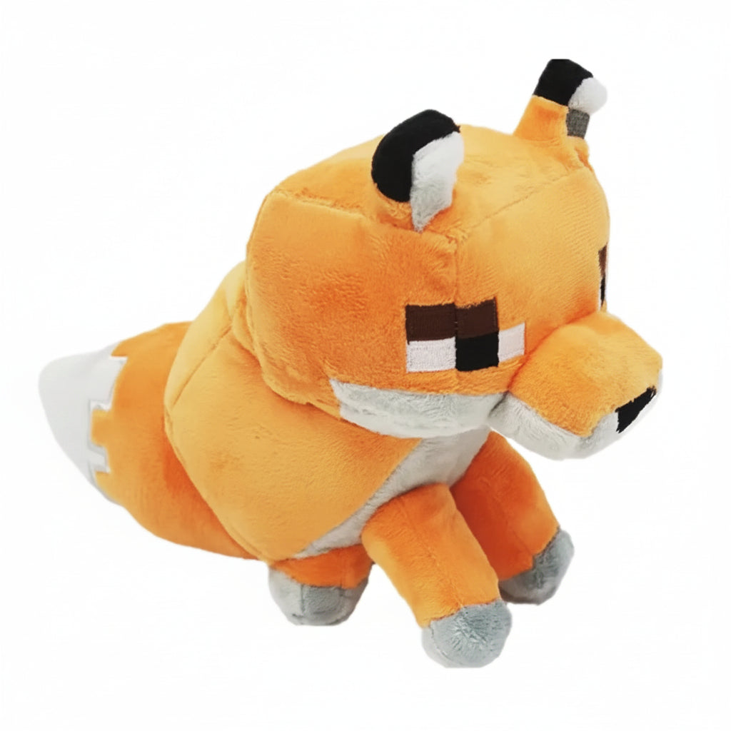 Peluche Renard Minecraft Assis 23 cm | Renard Pixel Art & Le Renard Roux